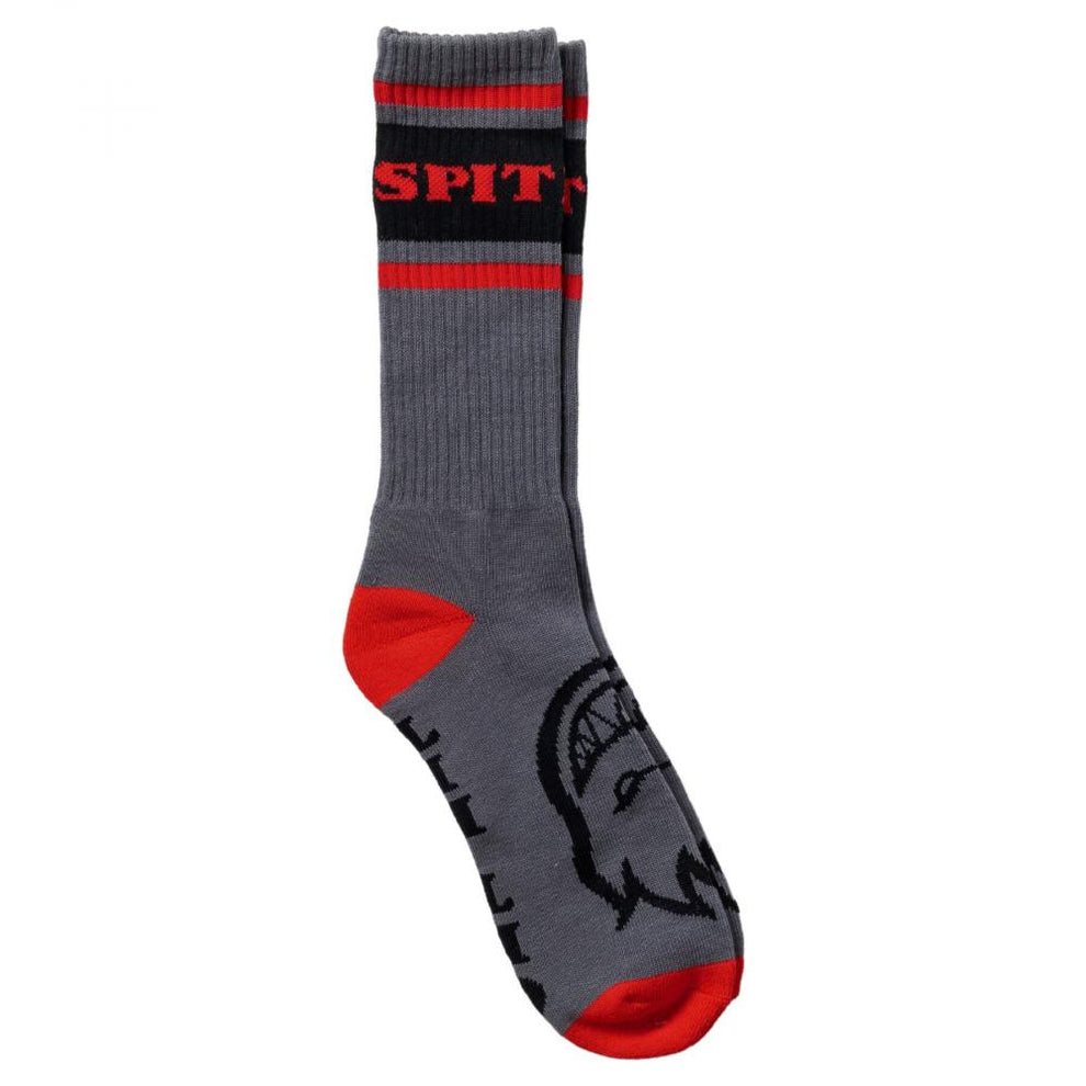 Spitfire Bighead Crew Socks - Charcoal Red Black – Scenic Skate Shop